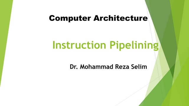 Instruction Pipelining Lecture 1 Pipeline Basicspdf 3594