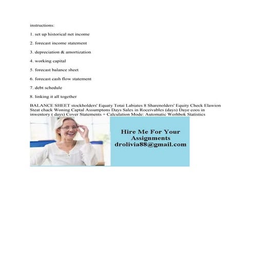 instructions- 1- set up historical net income 2- forecast income state.docx