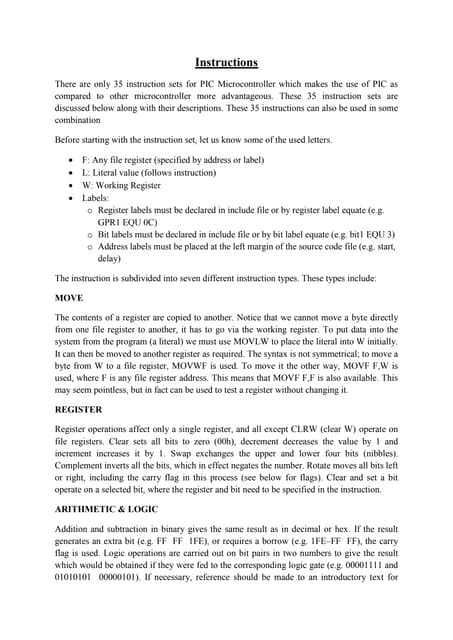Pic Microcontroller Architecture Pdf Operating Systems Computer Software And Applications