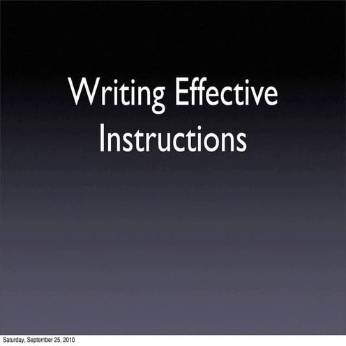 Writing Effective Instructions | PDF