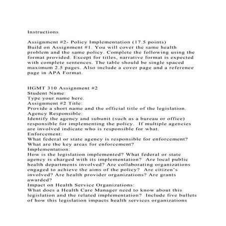 InstructionsAssignment #2- Policy Implementation (17.5 points).docx