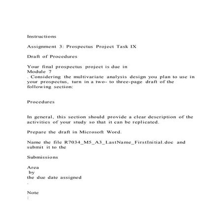 InstructionsAssignment 3 Prospectus Project Task IXDraf | PDF