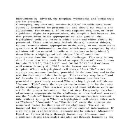 Instructions be advised, the template workbooks and worksheets are ...