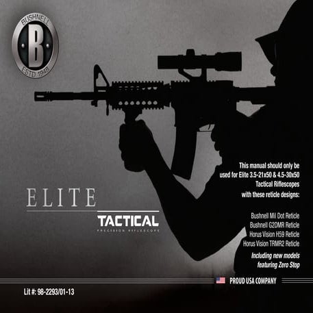 Instructions BUSHNELL Elite Tactical Riflescope | Optics Trade | PDF