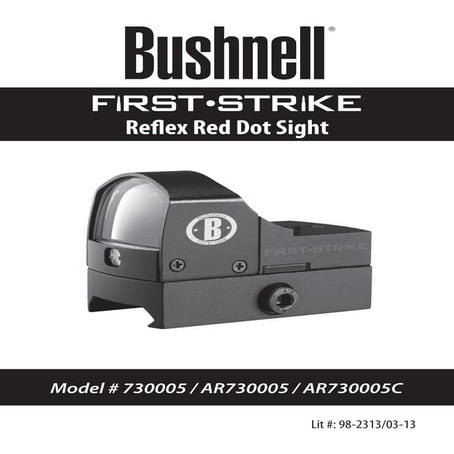 Instructions BUSHNELL First Strike Reflex Red Dot Sight | Optics Trade ...