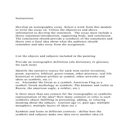 InstructionsDevelop an iconographic essay. Select a work fro.docx