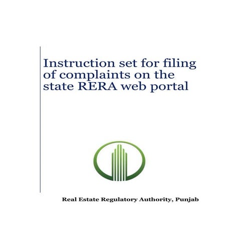 Instruction set for complaint registration Punjab RERA Online | PDF