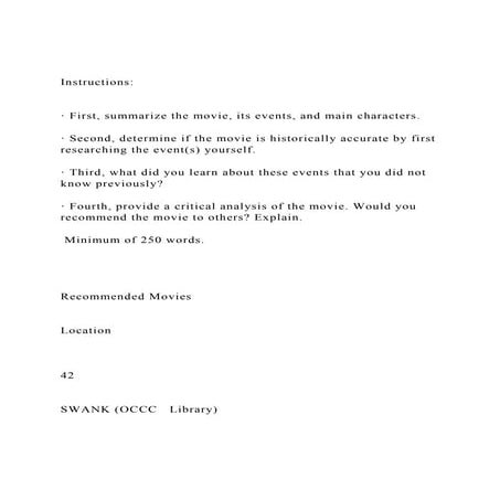 Instructions· First, summarize the movie, its events, and | PDF