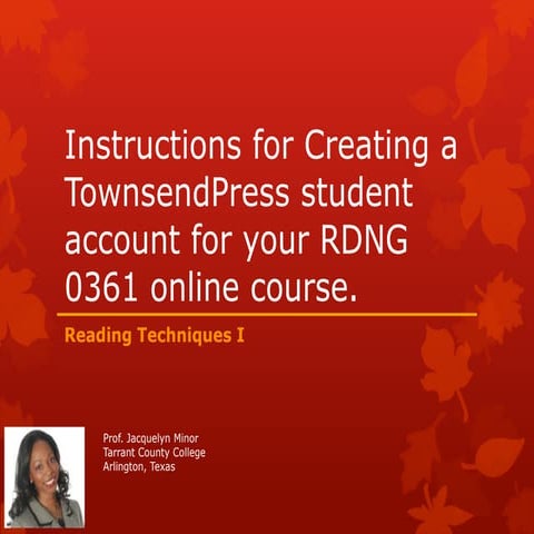 Instructions for college reading students creating a Townsend Press ...