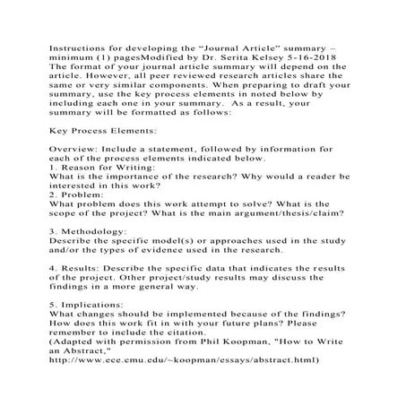 Instructions for developing the Journal Article” summary – minimum .docx