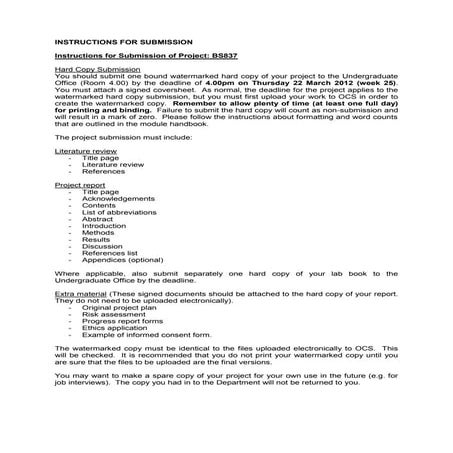 Instructions for project submission and project talks bs837 | DOCX