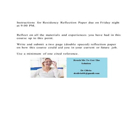 Instructions for Residency Reflection Paper due on Friday night | DOCX ...