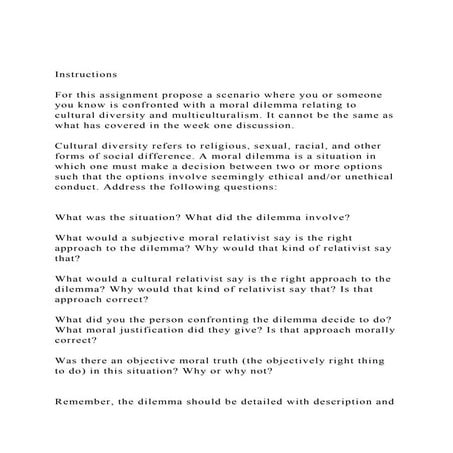 InstructionsFor this assignment propose a scenario where you.docx ...