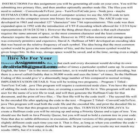 INSTRUCTIONS For this assignment you will be generating all code on y ...