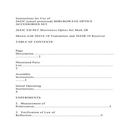 Instructions for Use of2643C [email protected] MIRCROWAVE OPTICS.docx