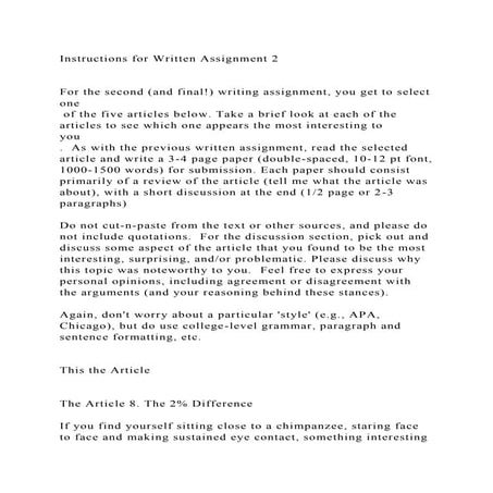 Instructions for Written Assignment 2For the second (and final.docx