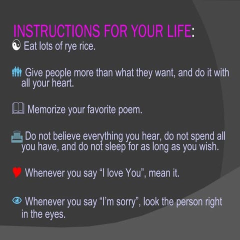 Instructions For Your Life | PPT