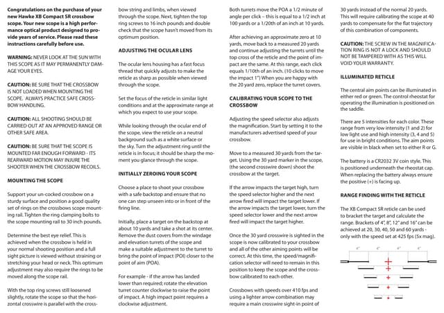 Instruction manual | Hawke XB30 Compact | Optics Trade | PDF