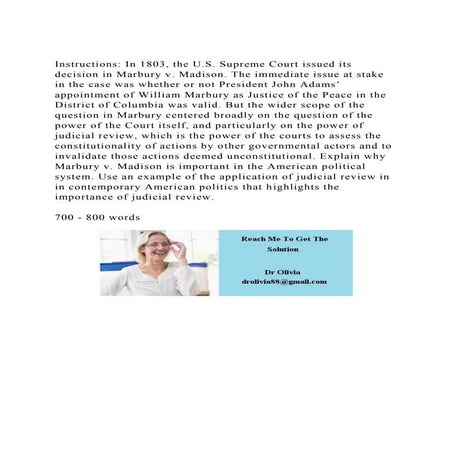 Instructions In 1803, the U.S. Supreme Court issued its decision .docx