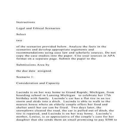InstructionsLegal and Ethical ScenariosSelecttwo.docx