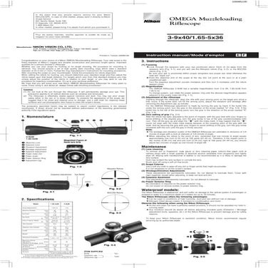Instructions NIKON Omega Muzzleloading Riflescope page1 | Optics Trade ...