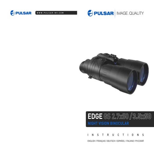 Instructions PULSAR Edge GS 2.7x50, 3.5x50 NV Binoculars | Optics Trade ...