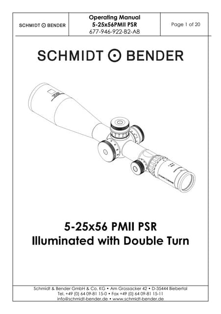 Technical data SCHMIDT & BENDER P3L (Mil-Dot) Riflescopes Reticles ...