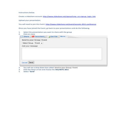 Instructions For Adding Content To Slideshare Event | DOCX | Internet | Computing