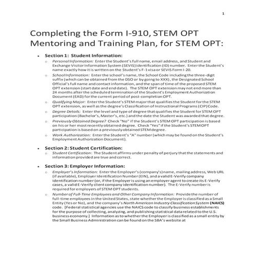 Instructions STEM OPT Extension Mentor and Training Plan | DOCX ...