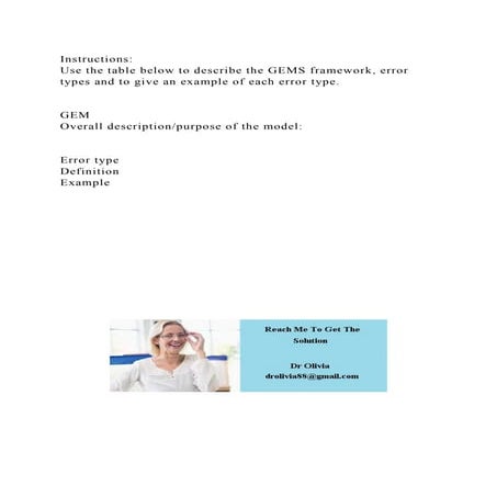 InstructionsUse the table below to describe the GEMS framework, e.docx