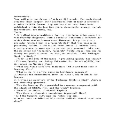 Instructions you will post one thread of at least 500 words. fo | PDF