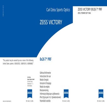 Instructions ZEISS Victory PRF | Optics Trade | PDF