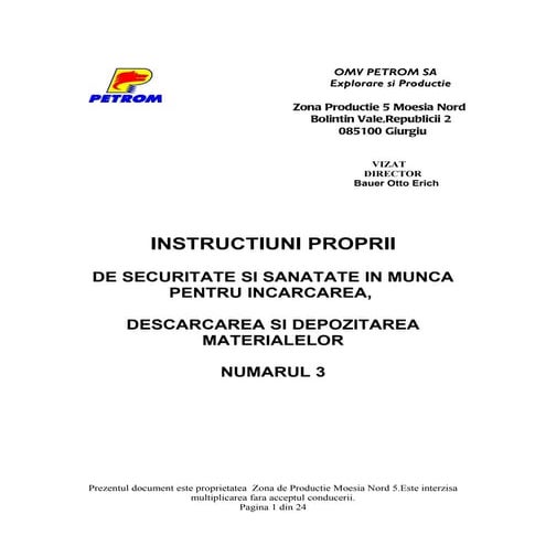Instructiunea 3 incarcarea ,descarcarea si depozitarea materialelor | DOC