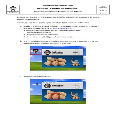 Instructivo para utilizar HotPotatoes | PDF