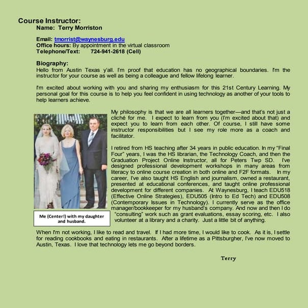 Instructor biography sheet | DOCX