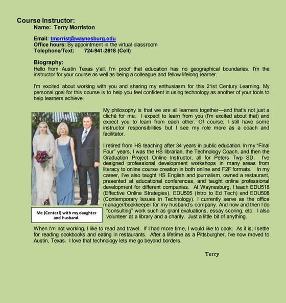 Instructor biography sheet | PDF