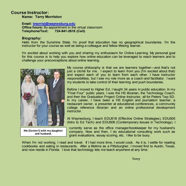 Instructor biography sheet | DOCX | Education