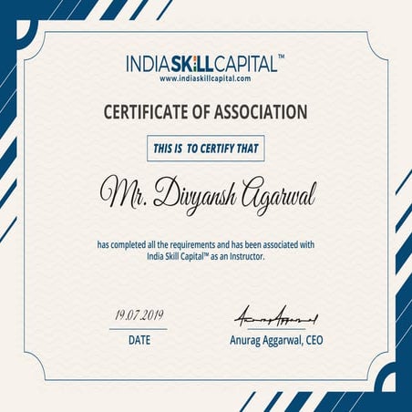 Association Certificate India Skill Capital | PDF