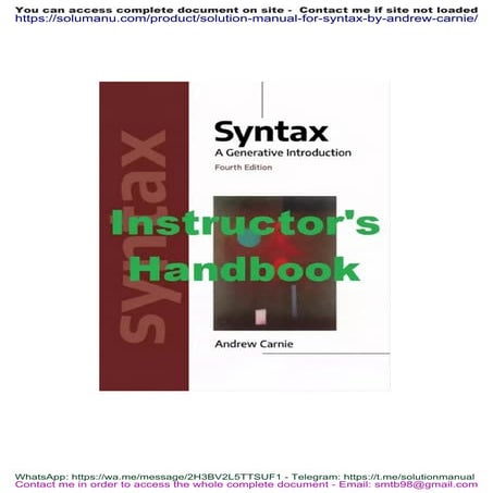 Syntax: A Generative Introduction 4th Edition – Detailed Exercise ...