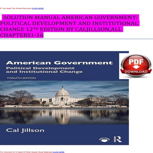 Instructor s manual for american government political development and institutional change 12th ...
