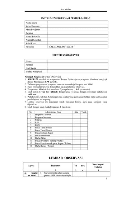 Contoh lembar instrumen evaluasi bkp | PDF