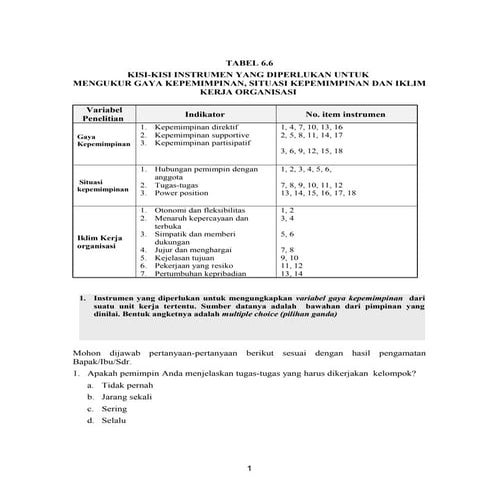 Contoh Instrumen penelitian | DOC