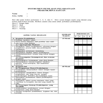 Instrumen penilaian pbs | DOCX