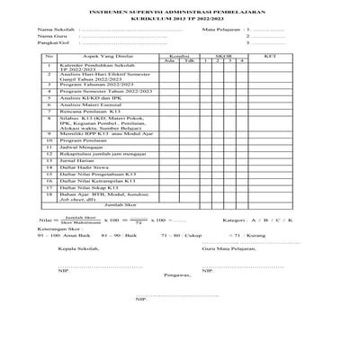 Contoh Rencana Hasil Kerja Guru (RHK) Tahunan | PDF