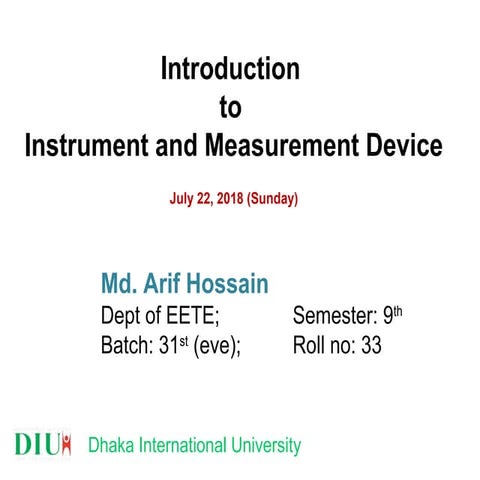 Introduction to Instrument and Measurement Device | PPT | Physics | Science
