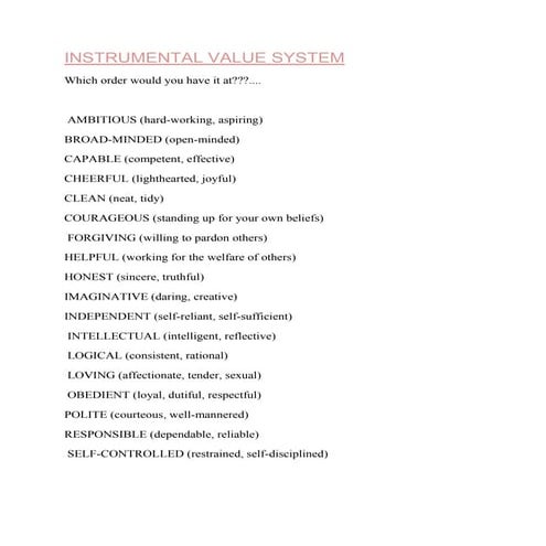 Instrumental Value System | DOCX