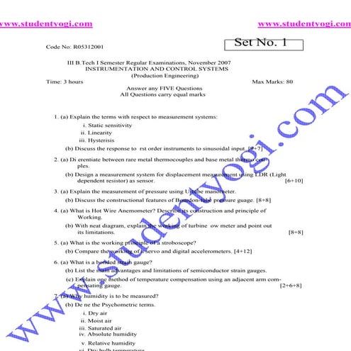 Instrumentation and control systems Jntu Model Paper{Www.Studentyogi ...