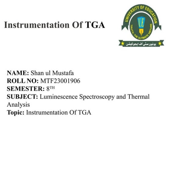 Thermo gravimetric analysis(tga) | PPTX | Chemistry | Science