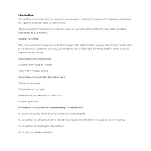 Sample research instrument