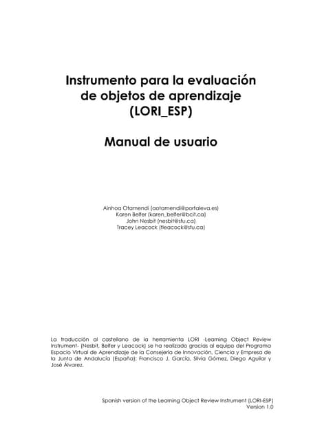 Modelo de evaluacion lori. | DOCX